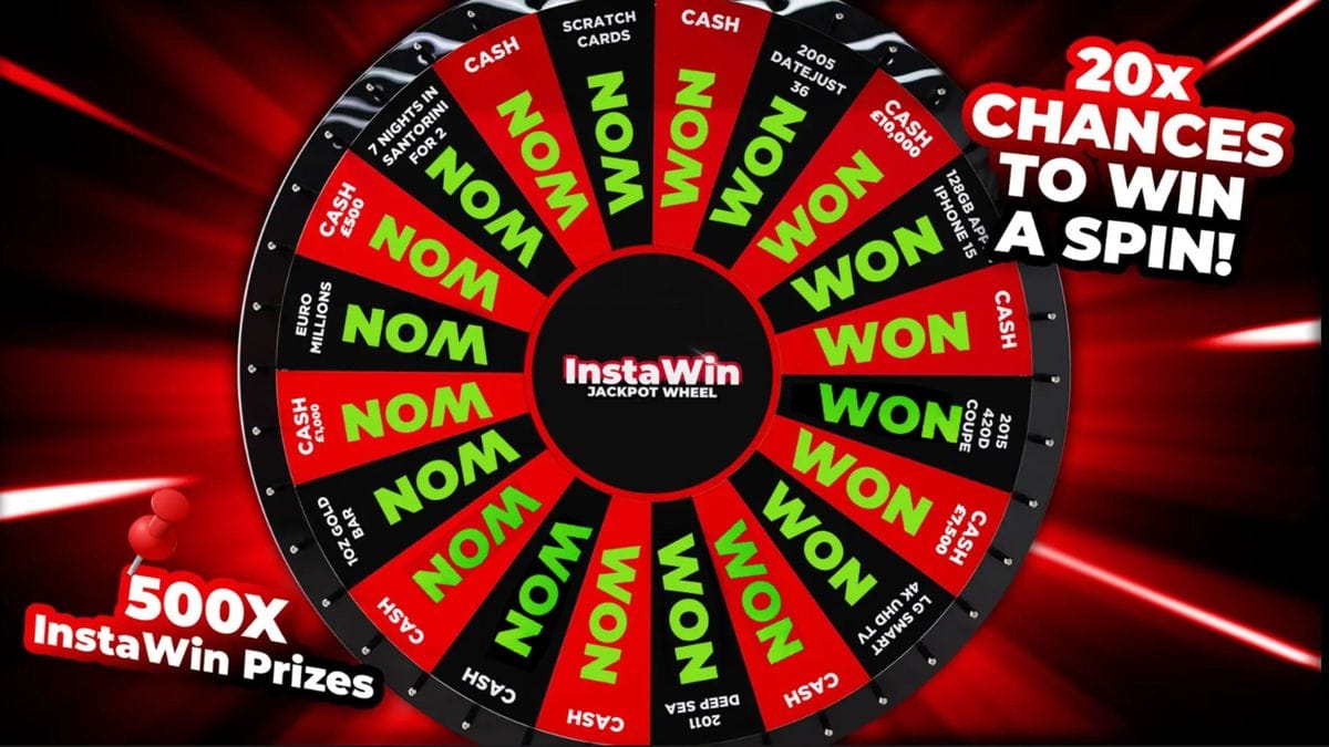 Win 20x "Jackpot Wheel Spins" - 500x InstaWins - £1,000 End Prize ...