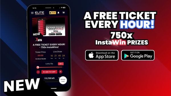 Win A FREE TICKET EVERY HOUR! - 750x InstaWins! - Buy tickets now at £0.00 | Elite Competitions